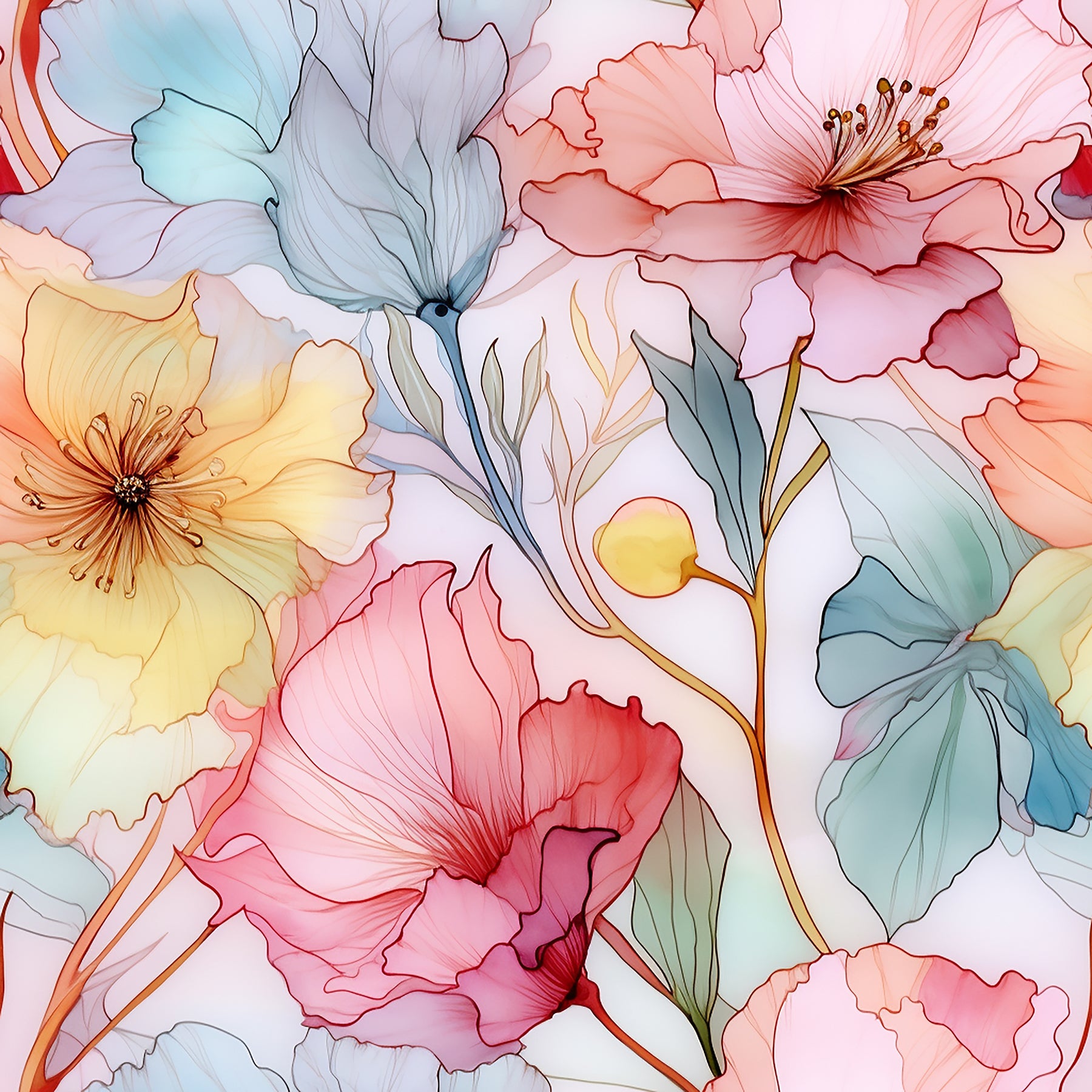 Floral - Mellow Pastel Flowers - Large Scale - Jersey Knit – Angry ...