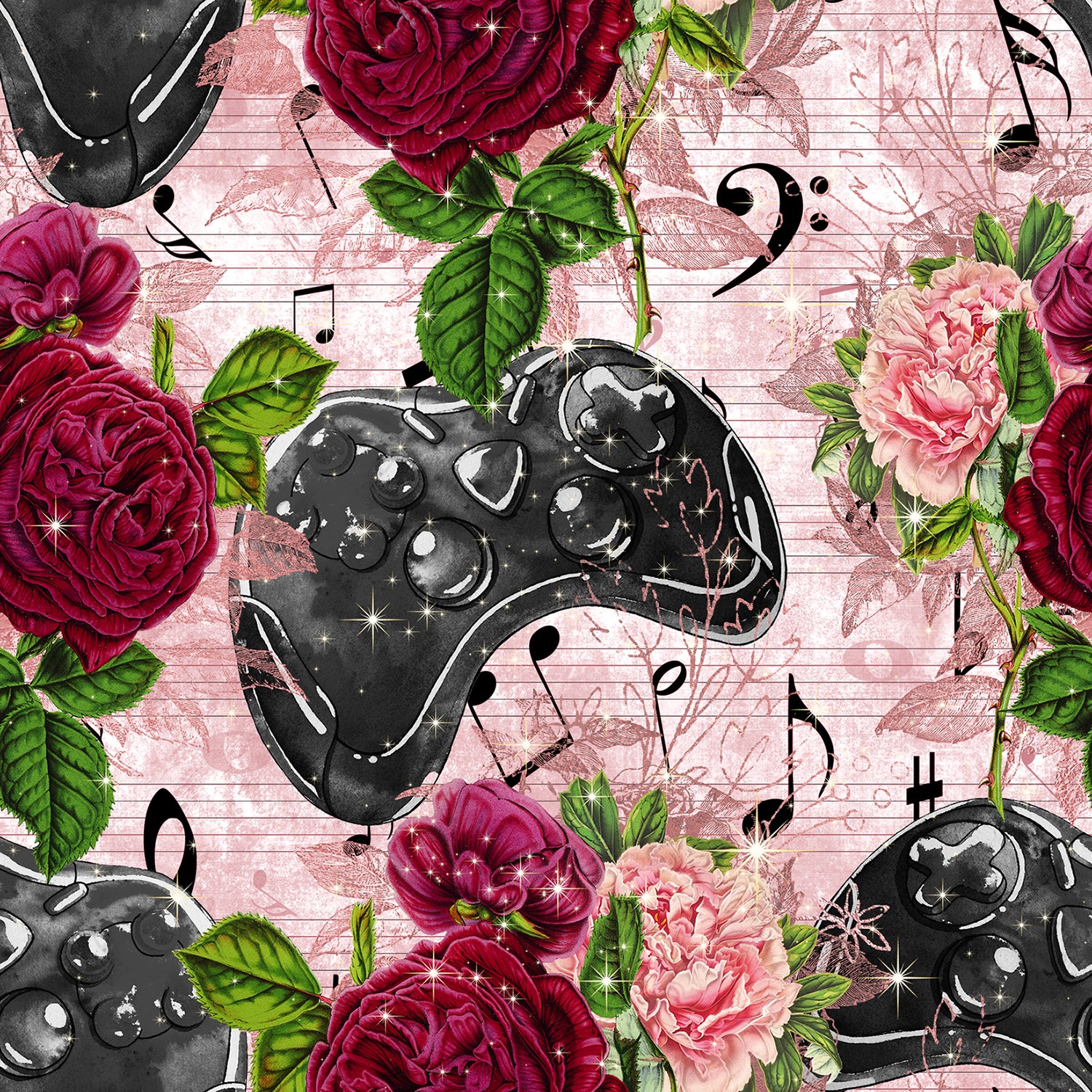 Gaming - Controllers & flowers - Regular Scale - Jersey Knit – Angry ...