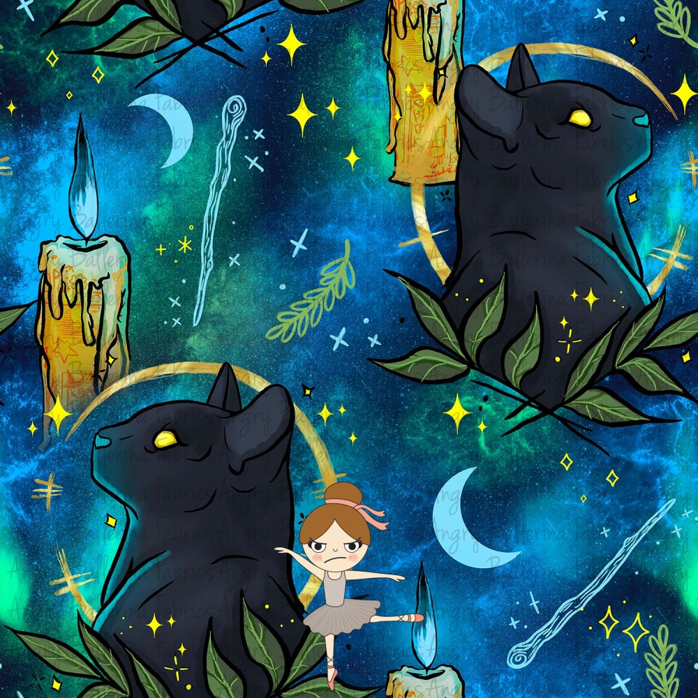 Night Cat - Regular Scale- Jersey Knit – Angry Ballerina Fabrics