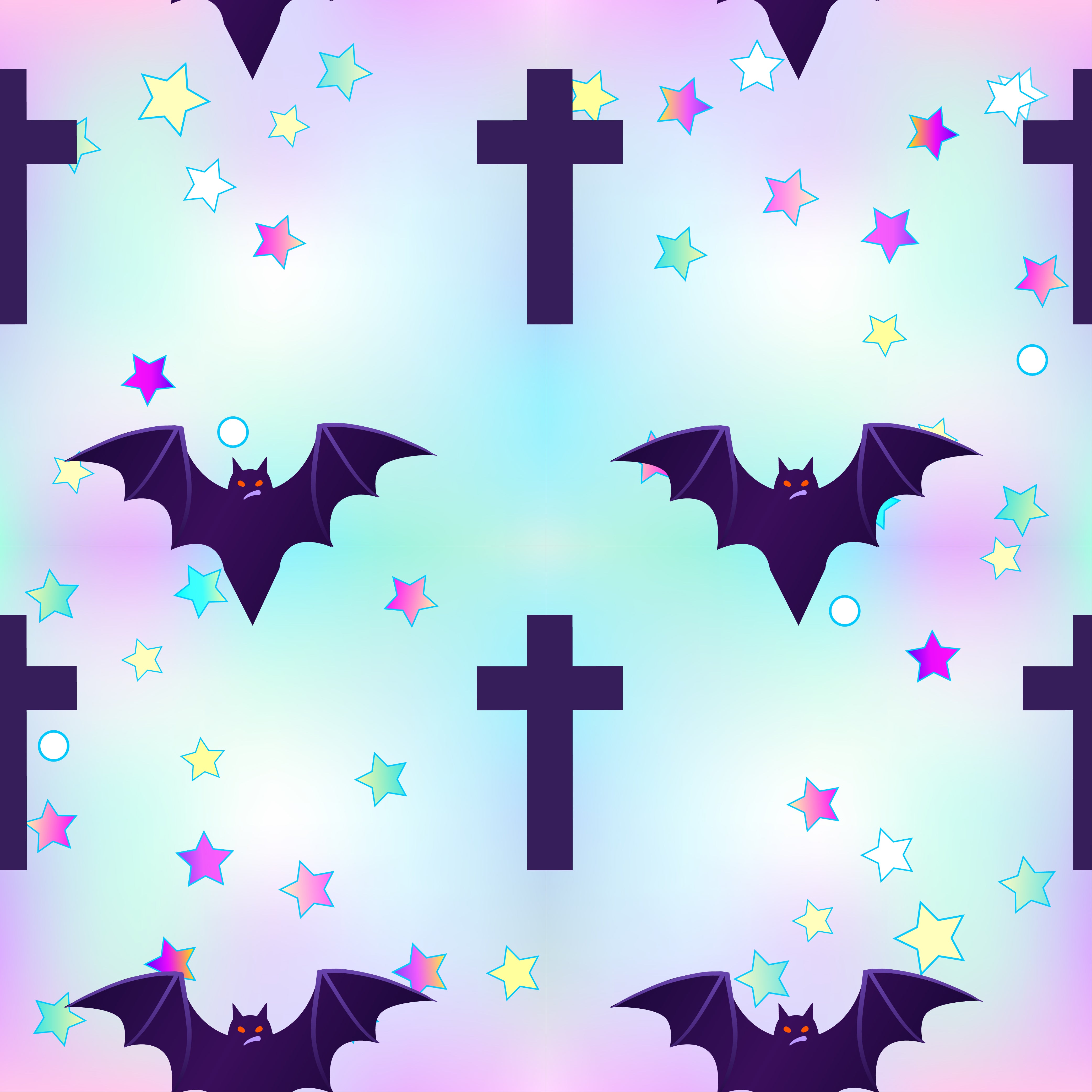 Goth - Pastel Bats and Crosses - Regular Scale – Angry Ballerina Fabrics
